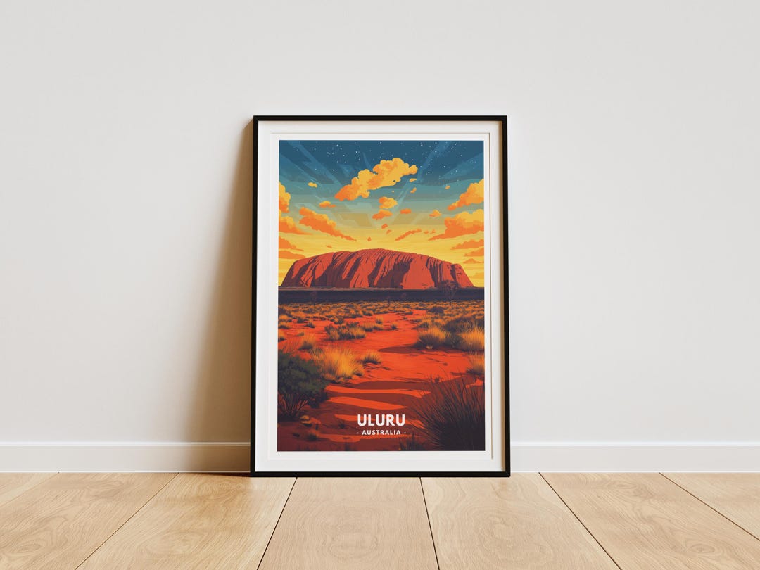 Uluru Ayers Rock Poster, Majestic Sunset Art Print of Australia’s ...