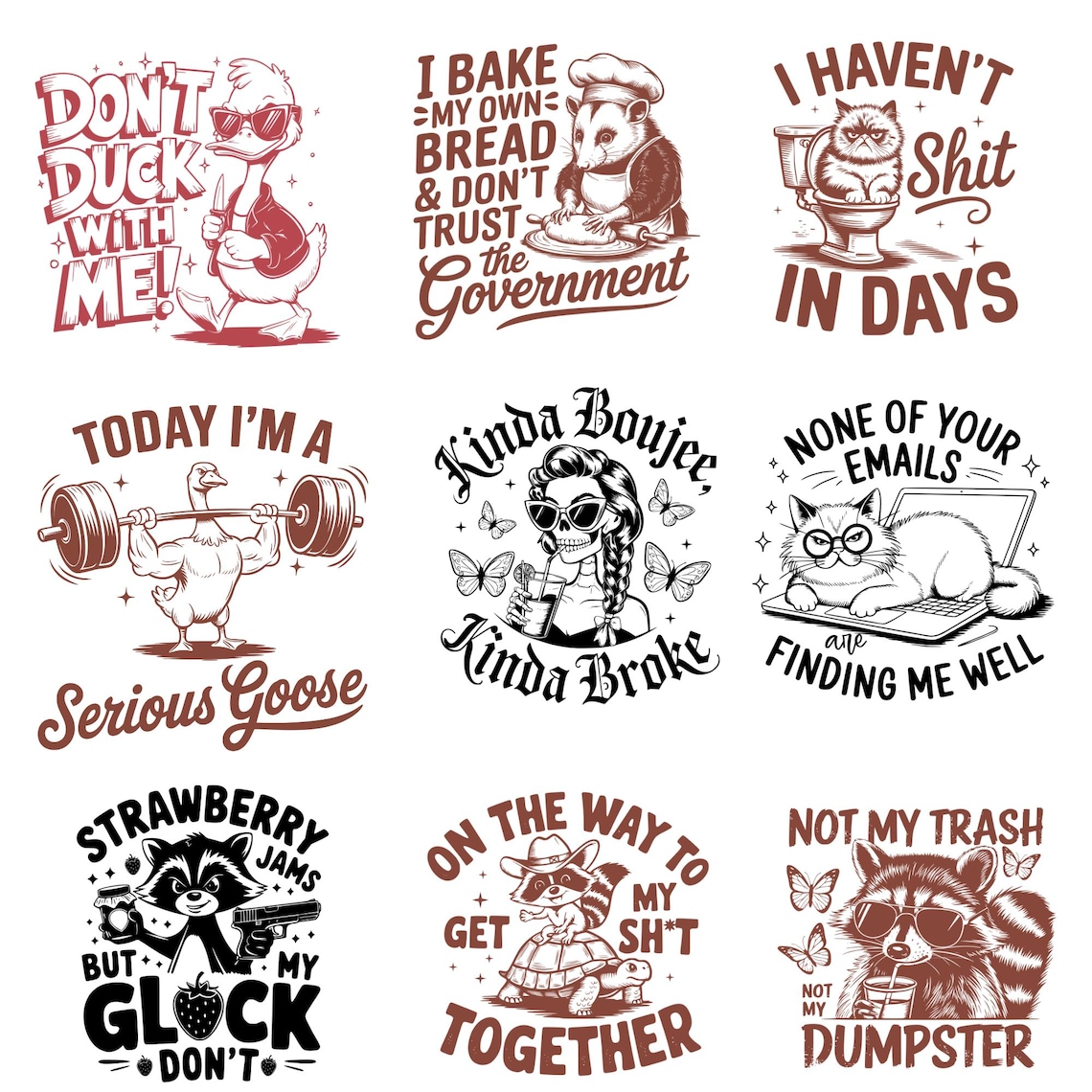 Funny Svg Bundle, Sarcastic SVG Bundle, Funny Design (16 Png/svgs + All ...