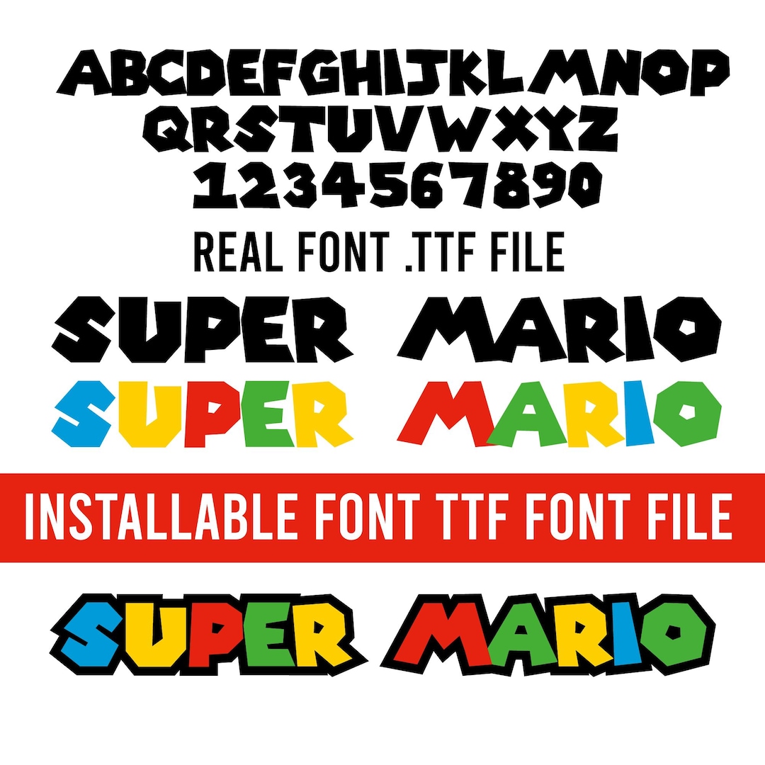 Super Mario Font TTF File Only - Kids Birthday Font Super Mario Game ...