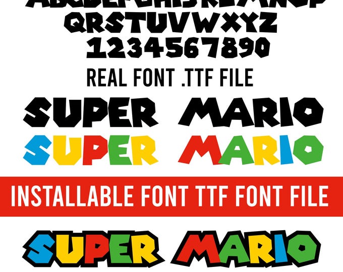 Super Mario Font TTF File Only - Kids Birthday Font Super Mario Game ...