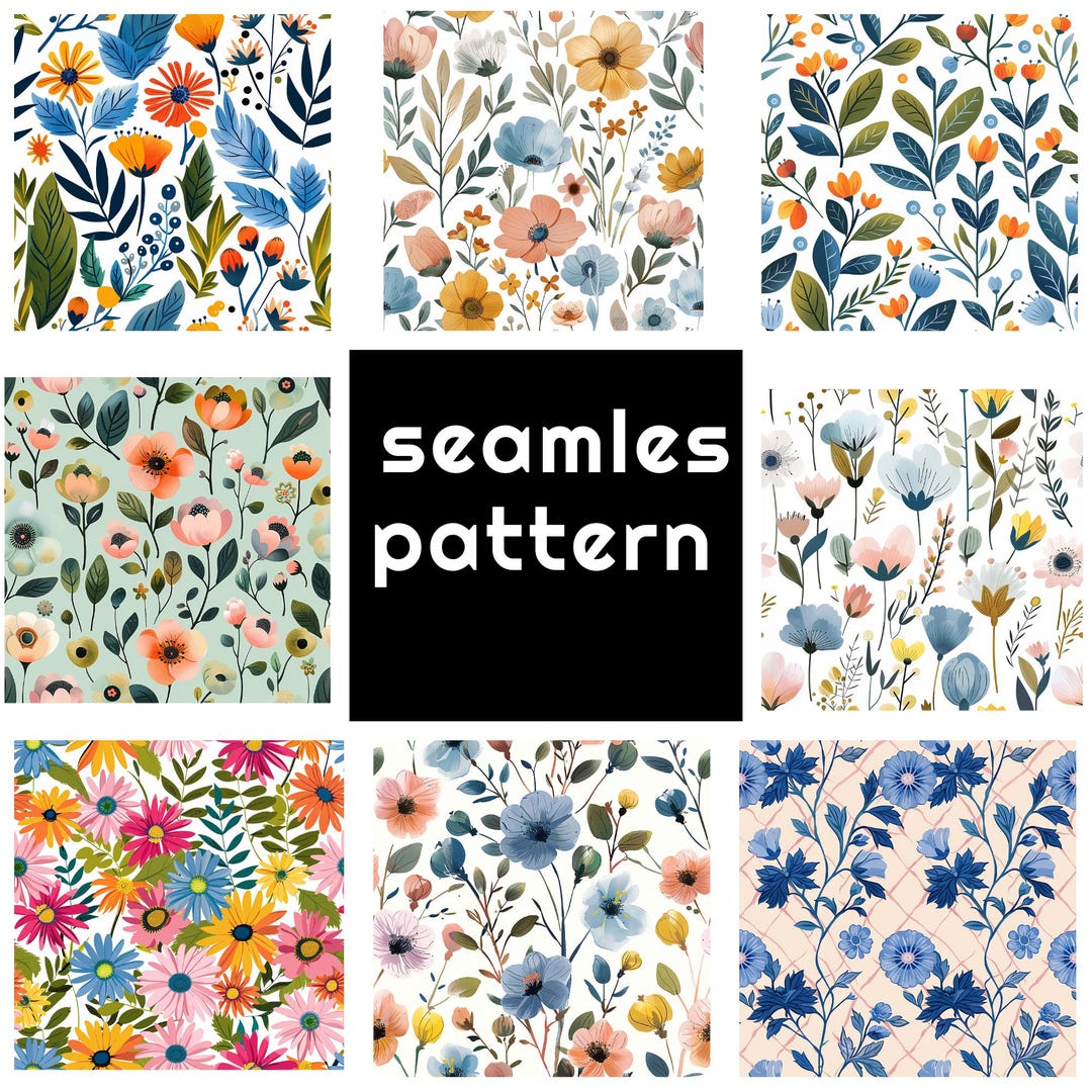 Spring Flower Seamless Floral Digital Pattern , Daisy Floral Seamless ...