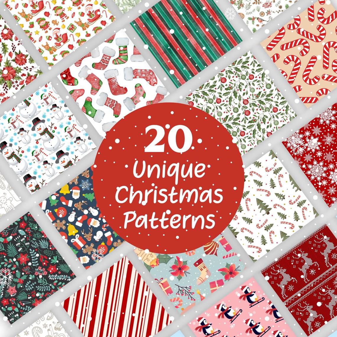 Christmas Wrapping Paper Digital Paper Pack Png, Vintage Christmas ...