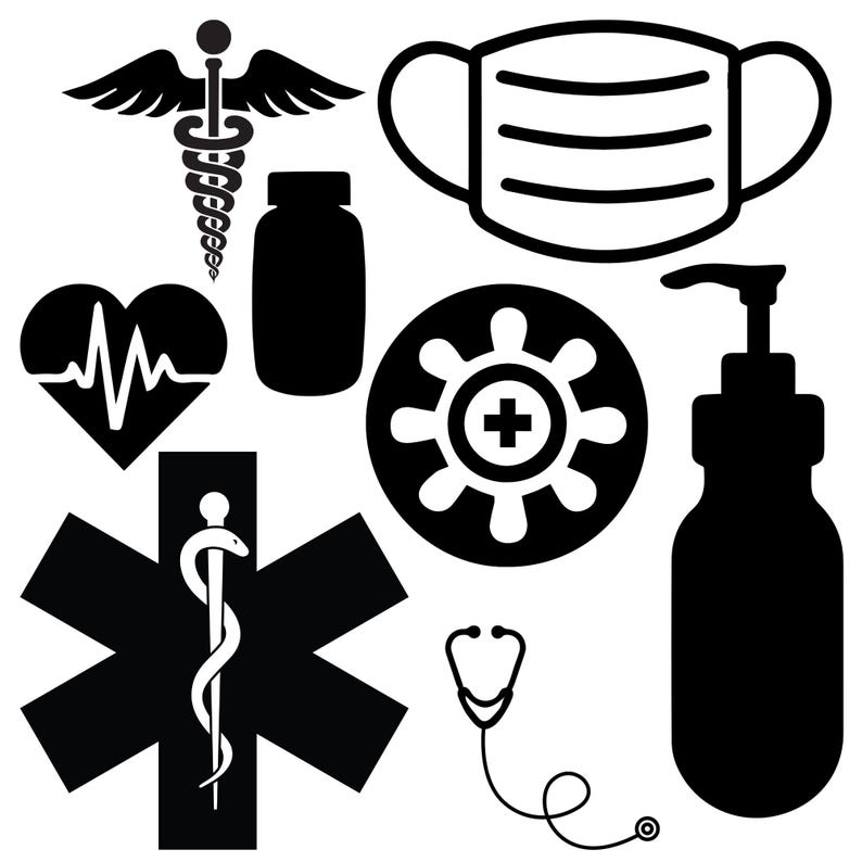Medical Icons SVG Bundle Doctor Nurse Hospital Silhouette Stethoscope ...