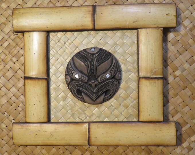 Framed Tiki Bar Wall Art-maori Style Tiki Carving- New Zealand Tiki ...