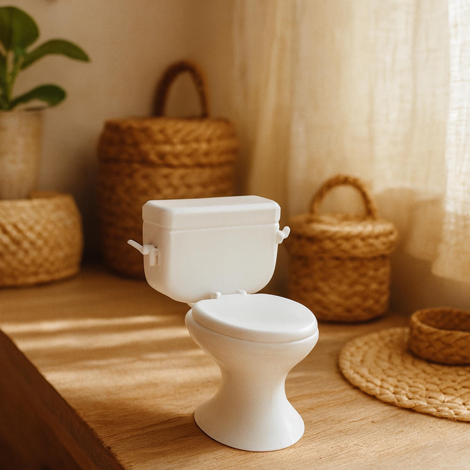 1:6 Scale Miniature Toilet | Functional Dollhouse Toilet | Doll ...