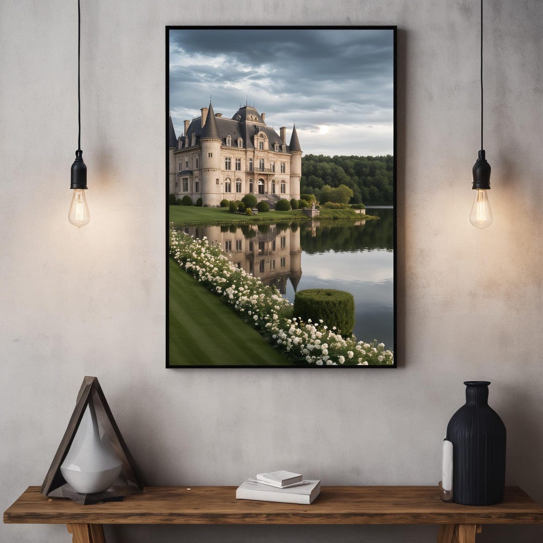 French Château Wallpaper Hallway Wall Art Living Room Print Elegant ...
