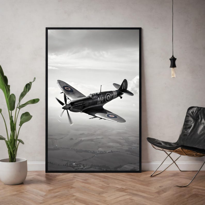 Vintage WWII Spitfire Poster Hallway Wall Art Living Room Print ...