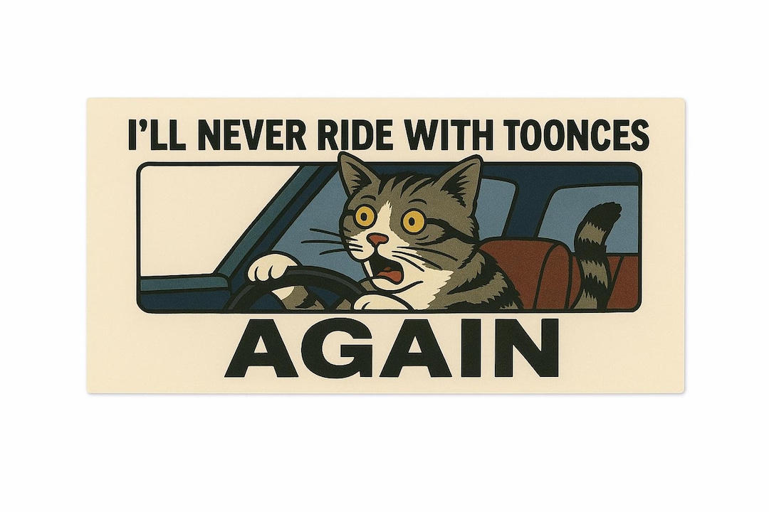 Toonces the Driving Cat Bumper Sticker – Snl Sketch Car Decal 7.5"x3.68 ...