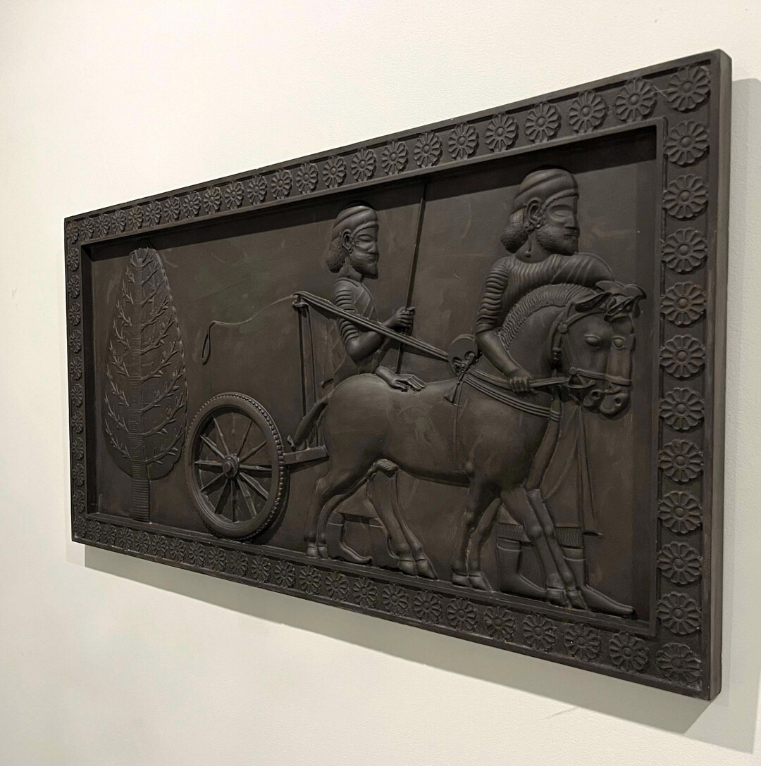 Assyrian Tribe, Marble Panel, Chariot and Horses, Bas-relief ...