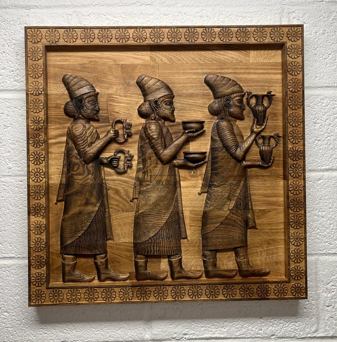 Assyrian Tribute, Persepolis, Persian Art, Mural Art, Wooden Panel ...
