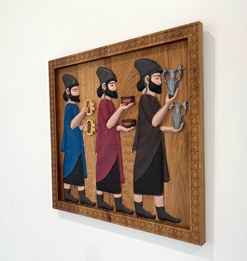 Assyrian Tribute, Persepolis, Persian Art, Mural Art, Wooden Panel ...