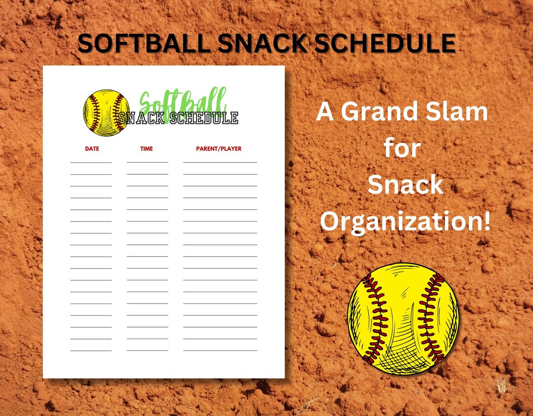 Softball Snack Schedule Printable, Team Snack Sign-up Sheet Download ...