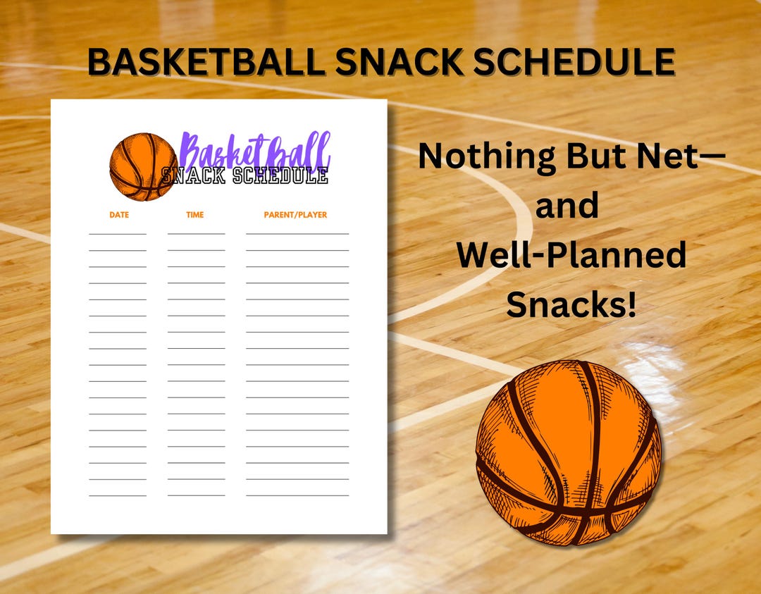 Basketball Snack Schedule Printable, Team Snack Sign-up Sheet Download ...