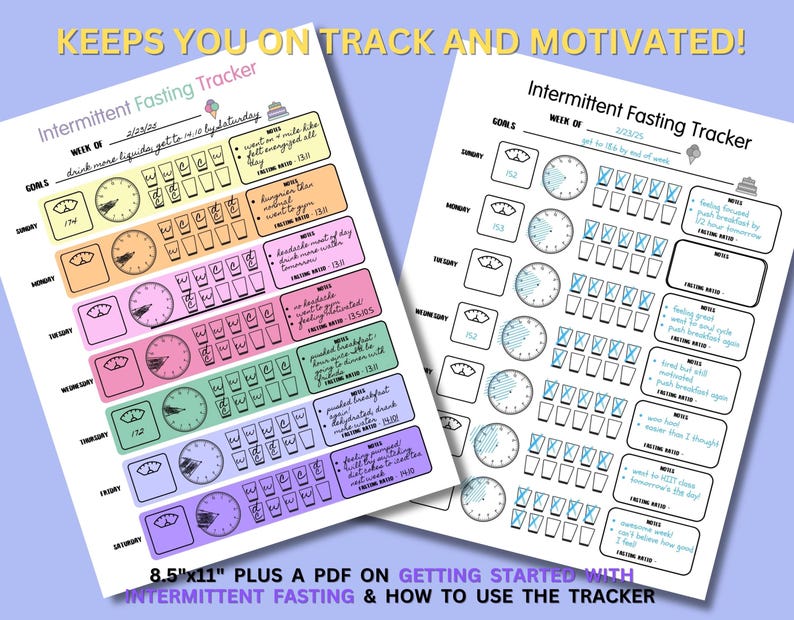 Printable Weekly Intermittent Fasting Tracker (PDF) - Etsy