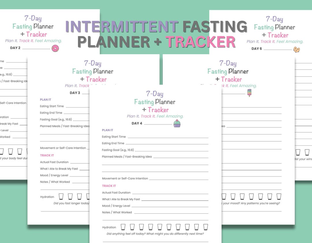 Printable Intermittent Fasting Planner & Tracker, 7-day Fasting Journal ...