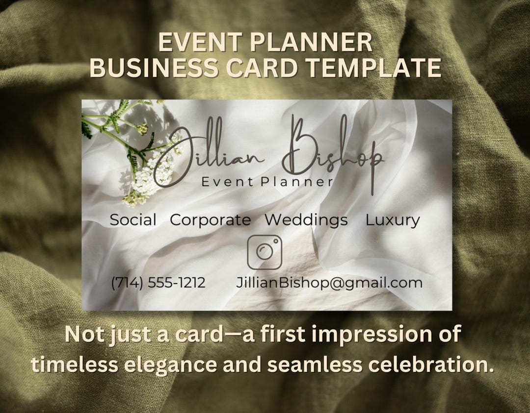 Elegant Event Planner Business Card Template, Customizable Event ...