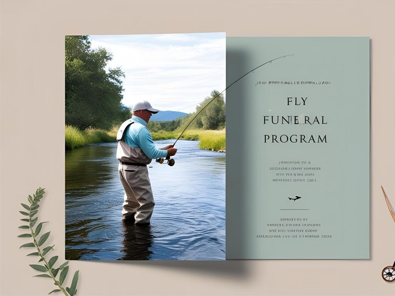 Fly Fisherman Funeral Program - Canva | Funeral Program for a Man ...