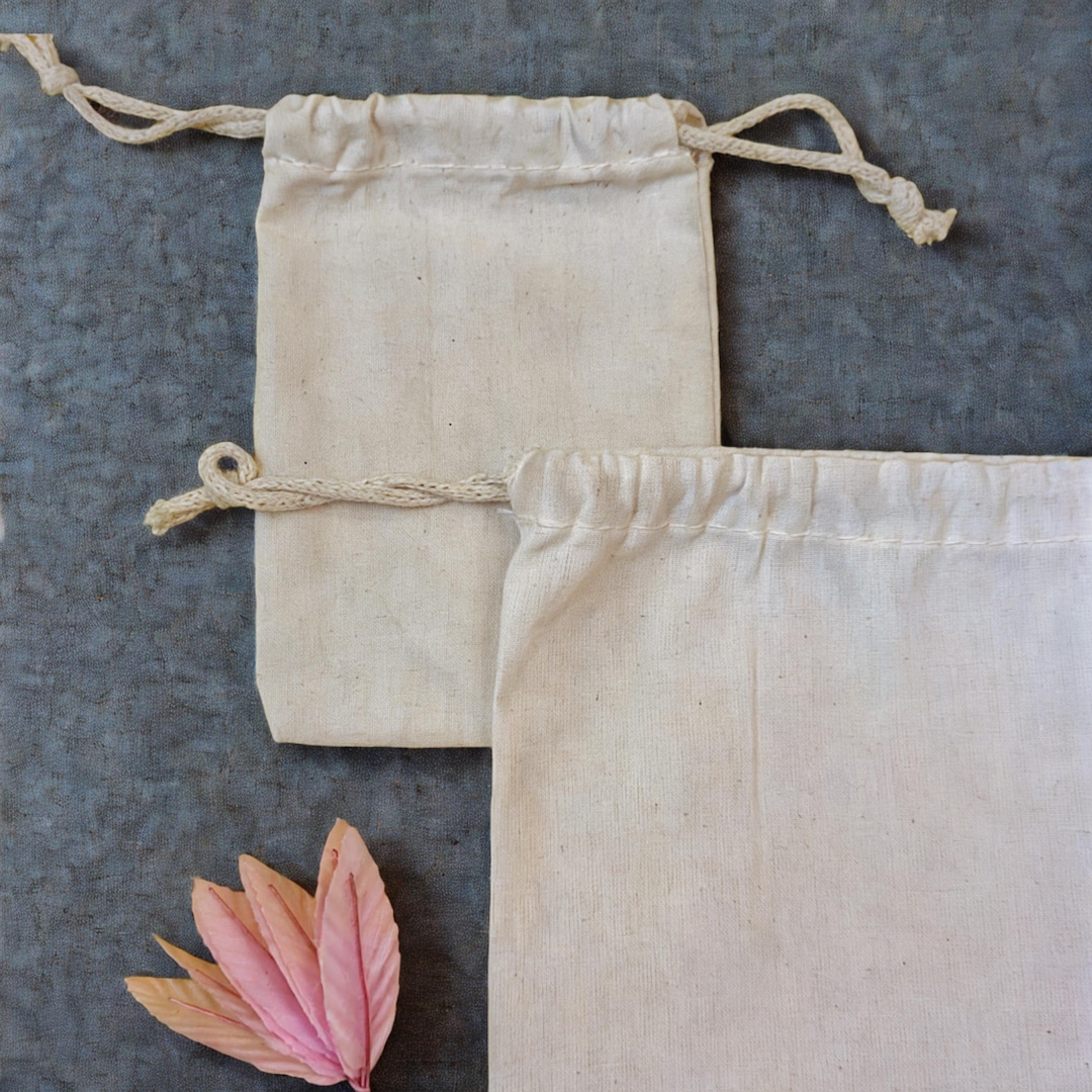 Organic Cotton Muslin Drawstring Bags: Reusable Produce & Gift Pouches ...