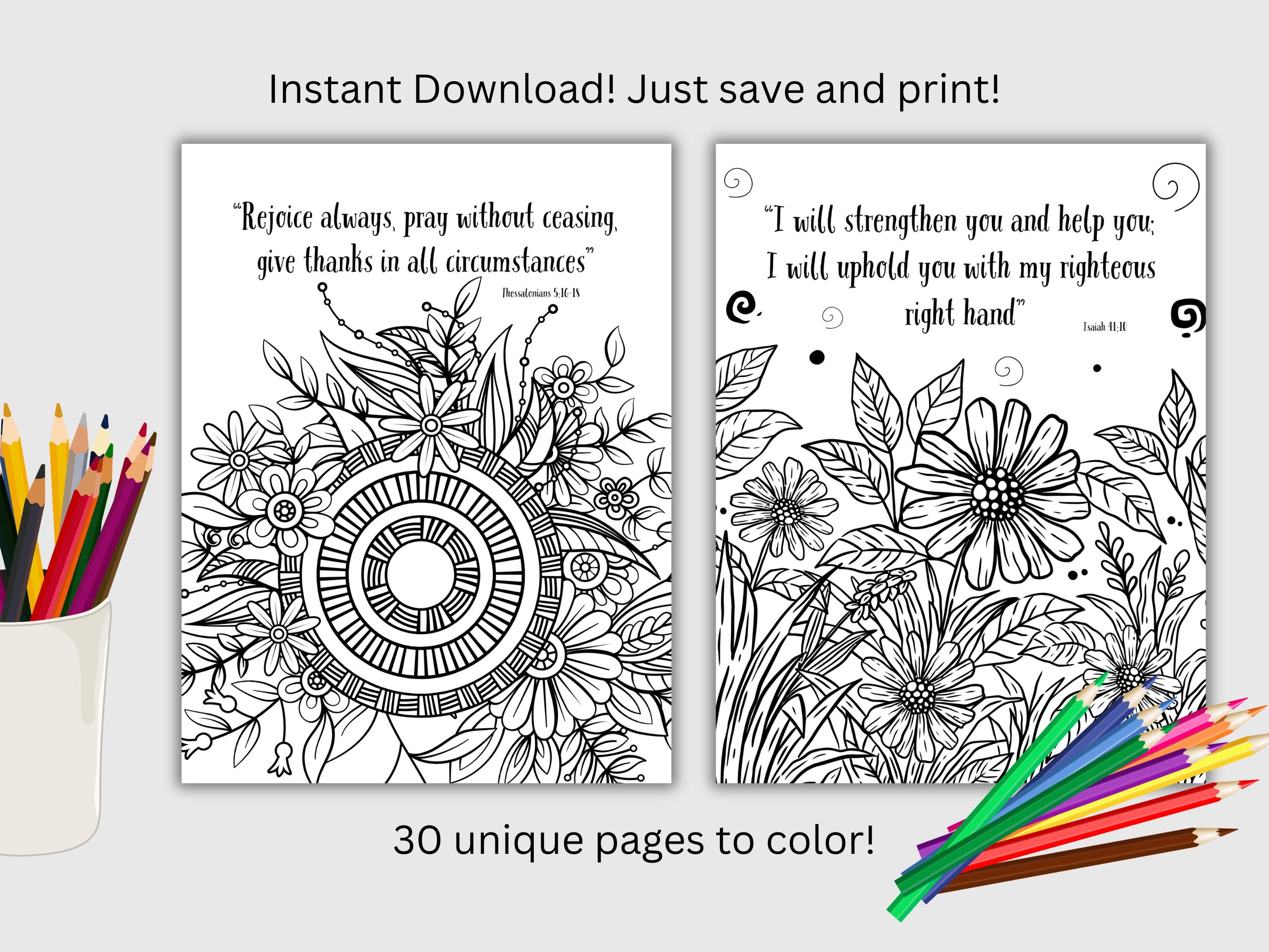 Bible Verse Coloring | 30 Printable Floral Nature Designs | Comfort ...