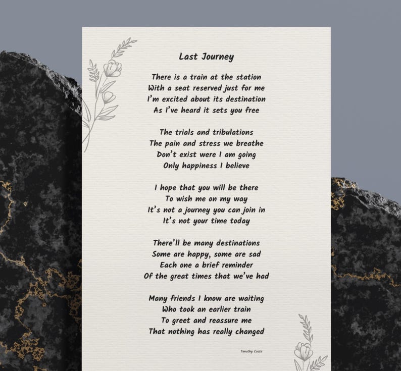 Funeral Poem Printable • Last Journey • Memorial Poem Digital Download ...