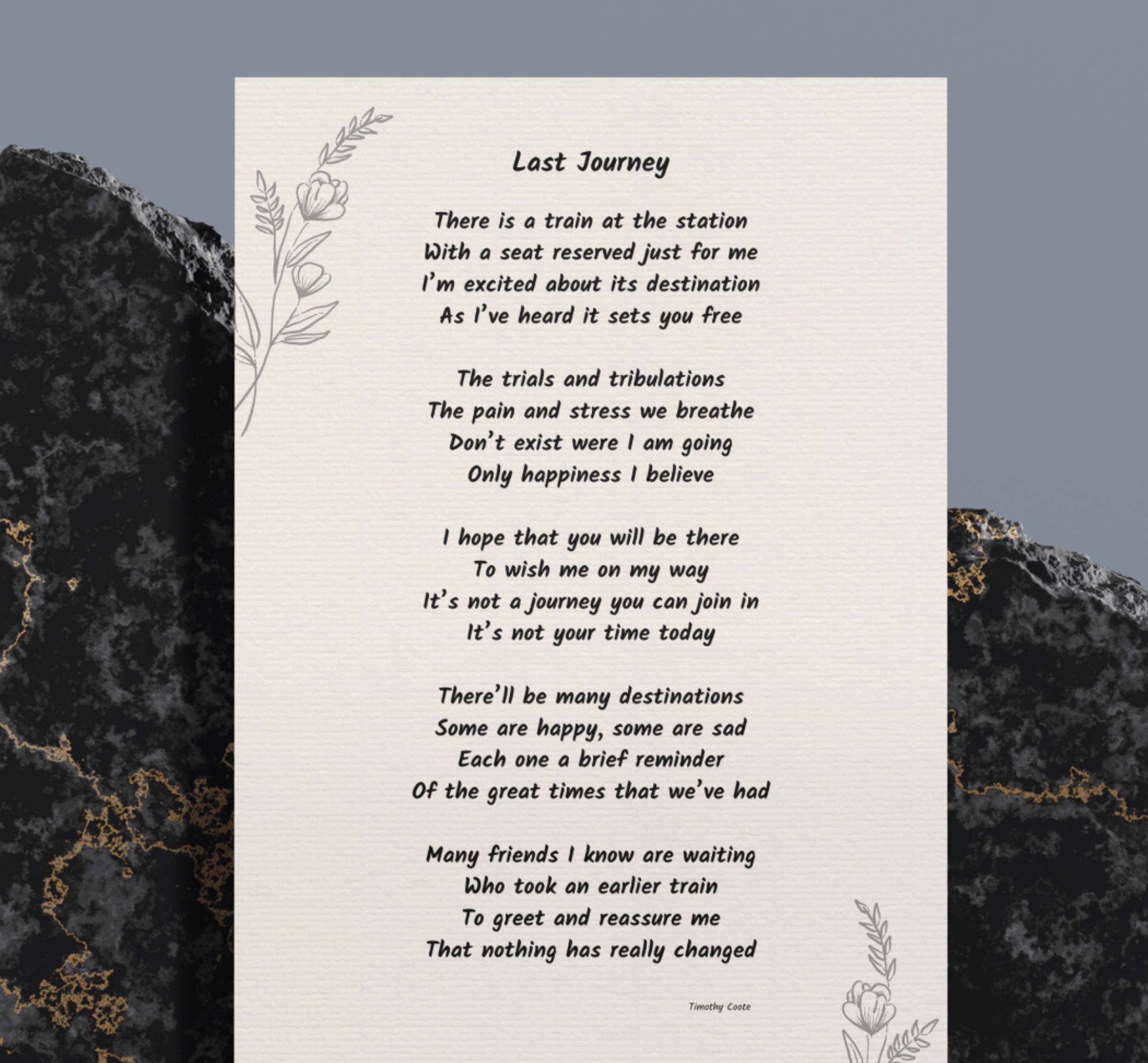 Funeral Poem Printable • Last Journey • Memorial Poem Digital Download ...