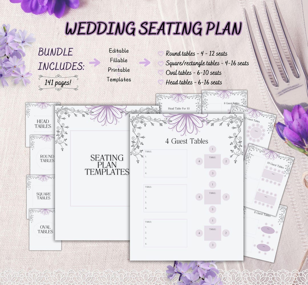 Seating Chart Wedding Editable Seating Plan Template Fillable Seat ...