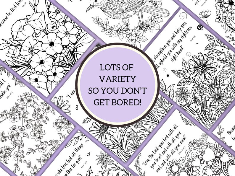 Bible Verse Coloring | 30 Printable Floral Nature Designs | Comfort ...