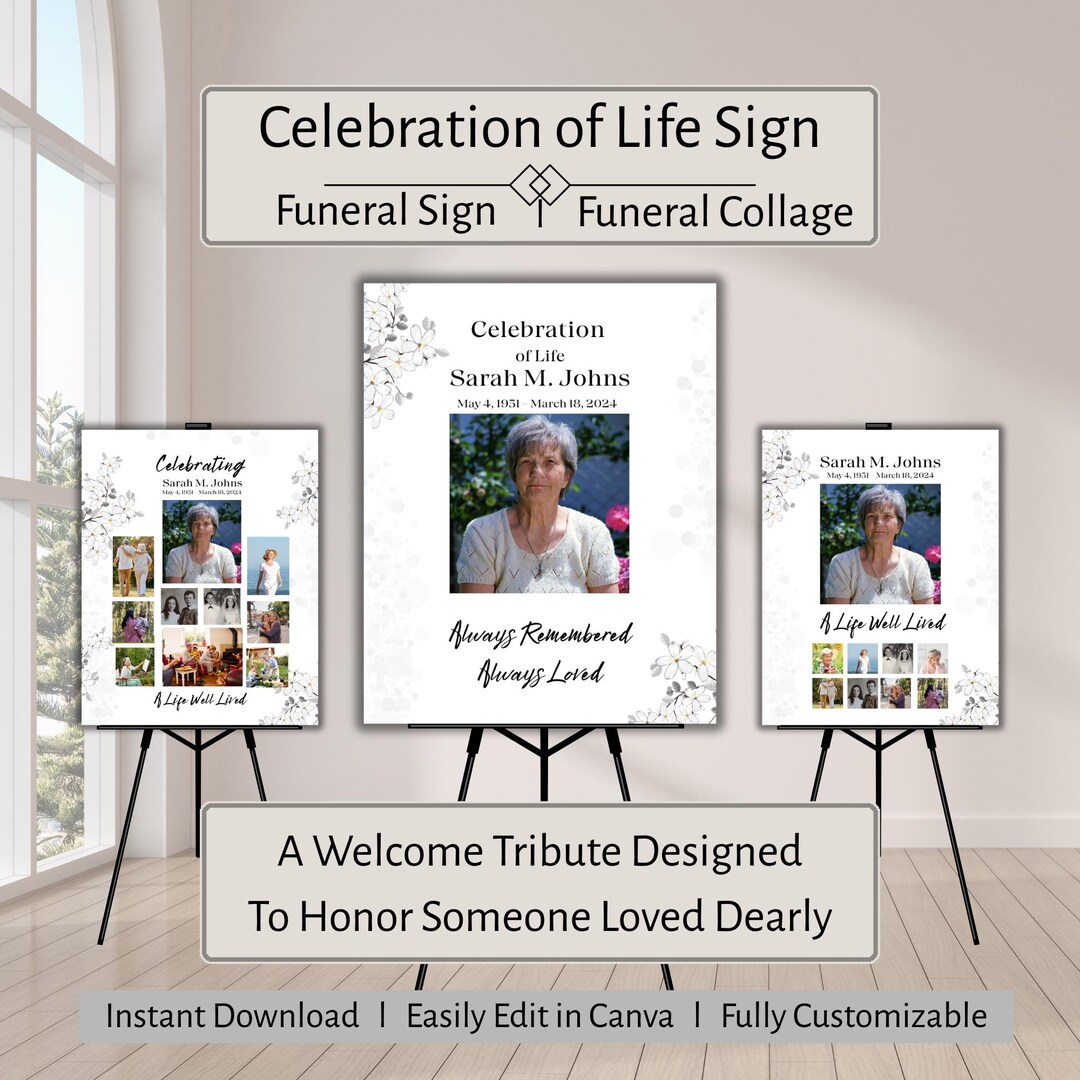 Funeral Sign Templates | Memorial Collage Designs | Editable ...