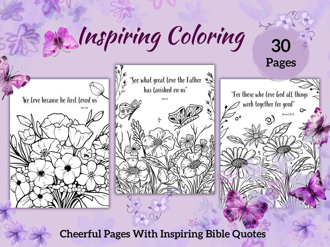 Bible Verse Coloring | 30 Printable Floral Nature Designs | Comfort ...