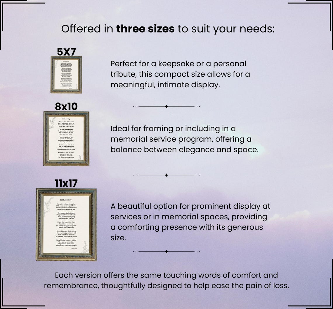 Funeral Poem Printable • Last Journey • Memorial Poem Digital Download ...