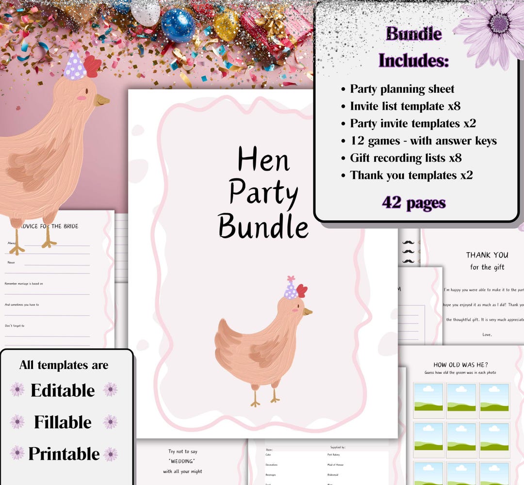 Hen Party Bundle Editable Printable | Hen Party Games | Hen Party ...