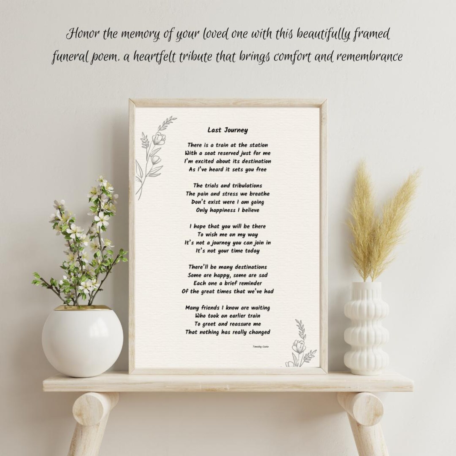 Funeral Poem Printable • Last Journey • Memorial Poem Digital Download ...