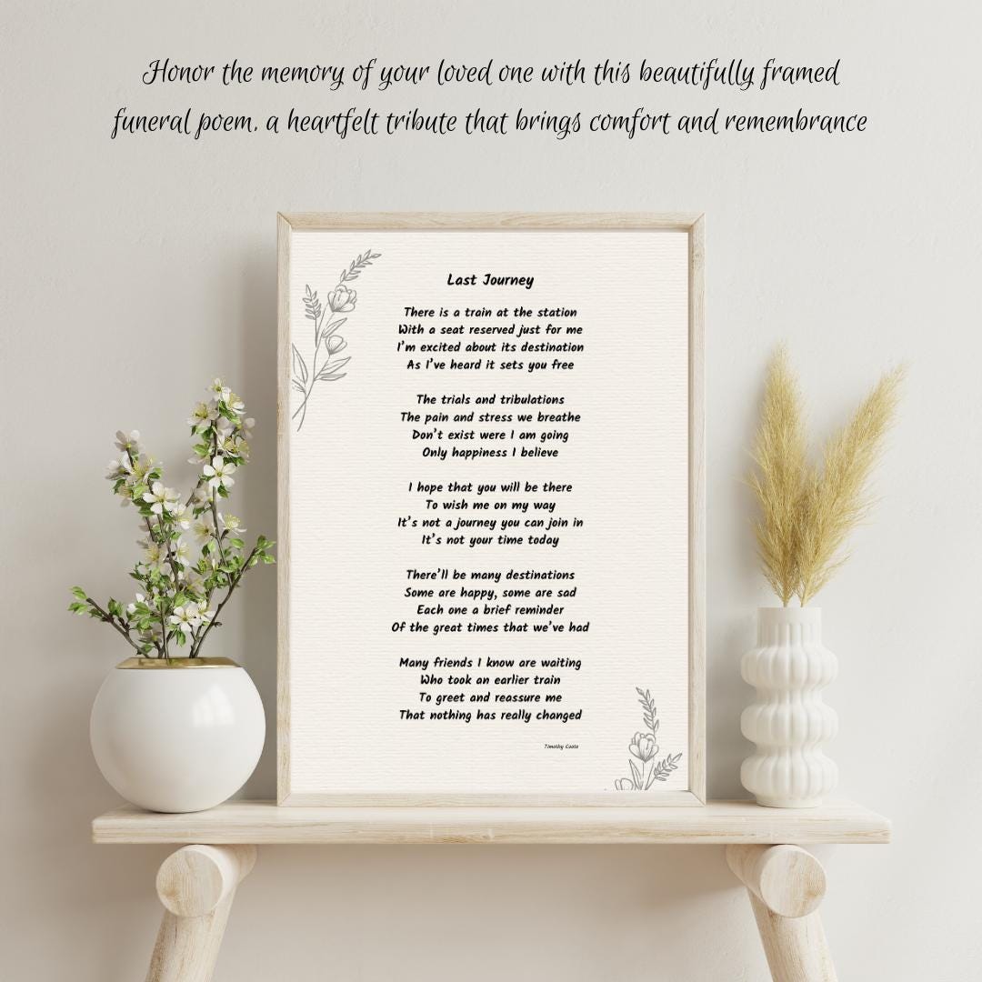 Funeral Poem Printable • Last Journey • Memorial Poem Digital Download ...