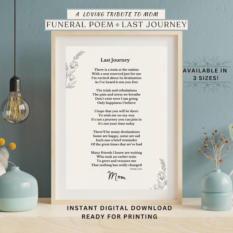 Funeral Poem Printable - Memorial Poem Print – in Loving Memory of Mom ...