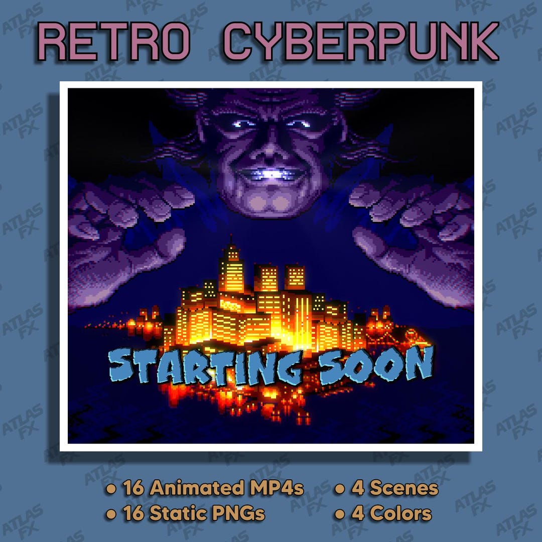 Retro Cyberpunk Animated Twitch Overlay Bundle ⁂ Sega Genesis/mega ...