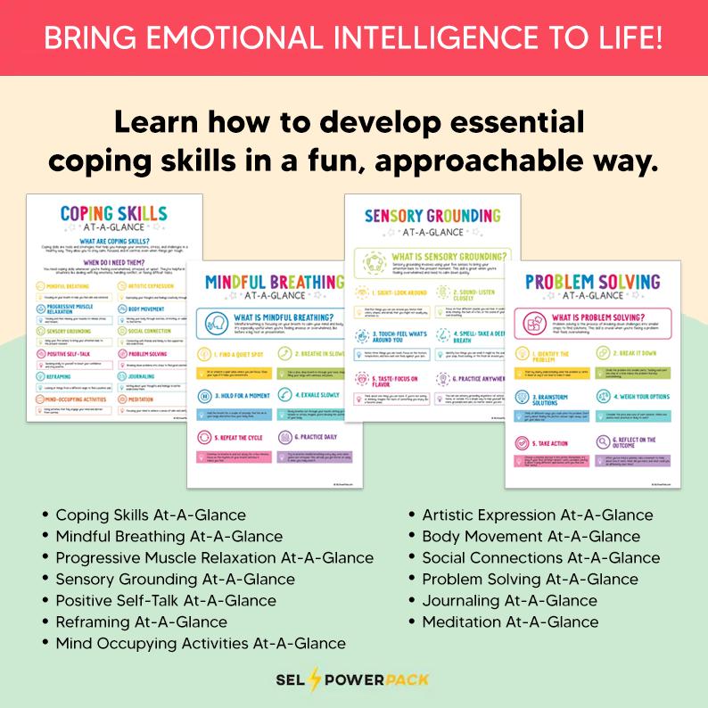Coping Skills at a Glance – 13 Printable Cheat Sheets for Kids ...