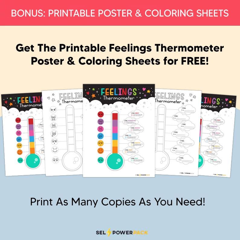 Feelings Thermometer Worksheets – SEL Tool for Kids (printable) - Etsy