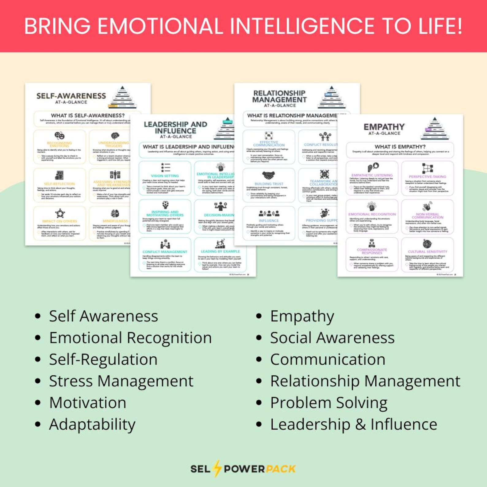 Emotional Intelligence Cheat Sheets – SEL Skills & Reflection ...