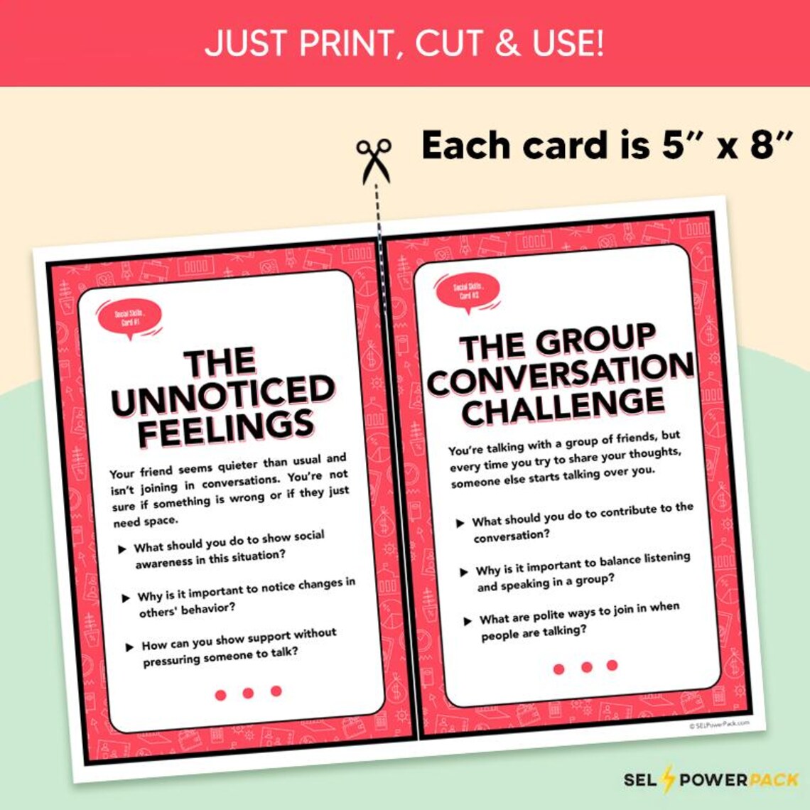 Executive Functioning Task Cards – SEL Flash Cards, Organization ...