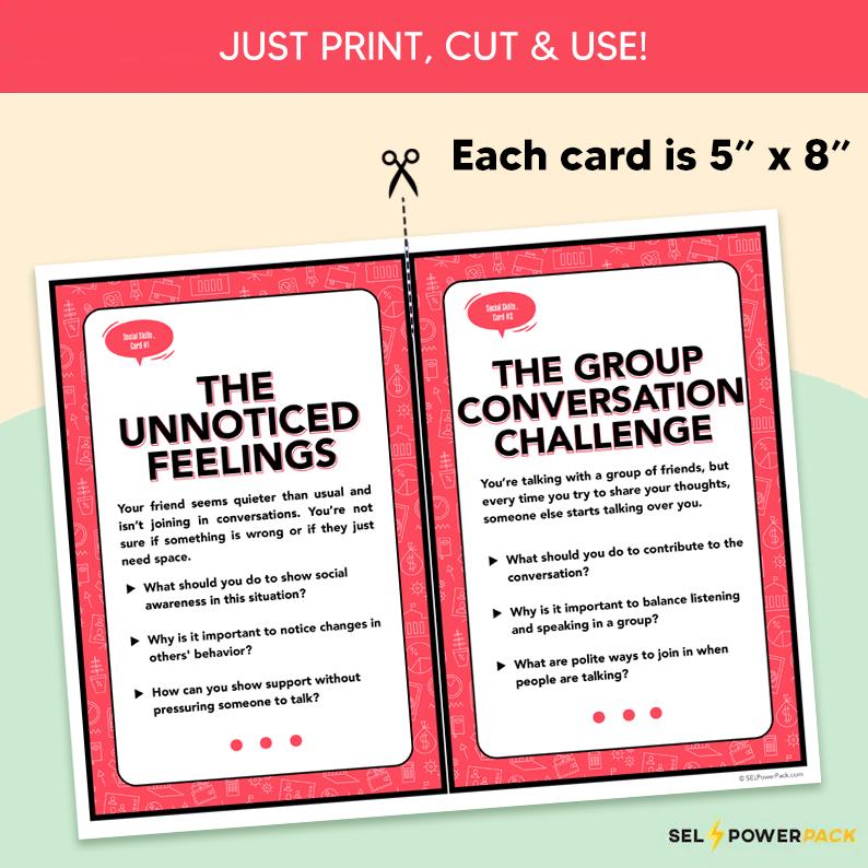 Executive Functioning Task Cards – SEL Flash Cards, Organization ...