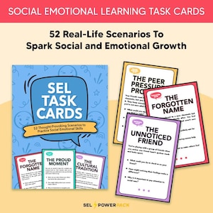 SEL Task Cards –52 Printable Social Emotional Learning Scenarios for ...