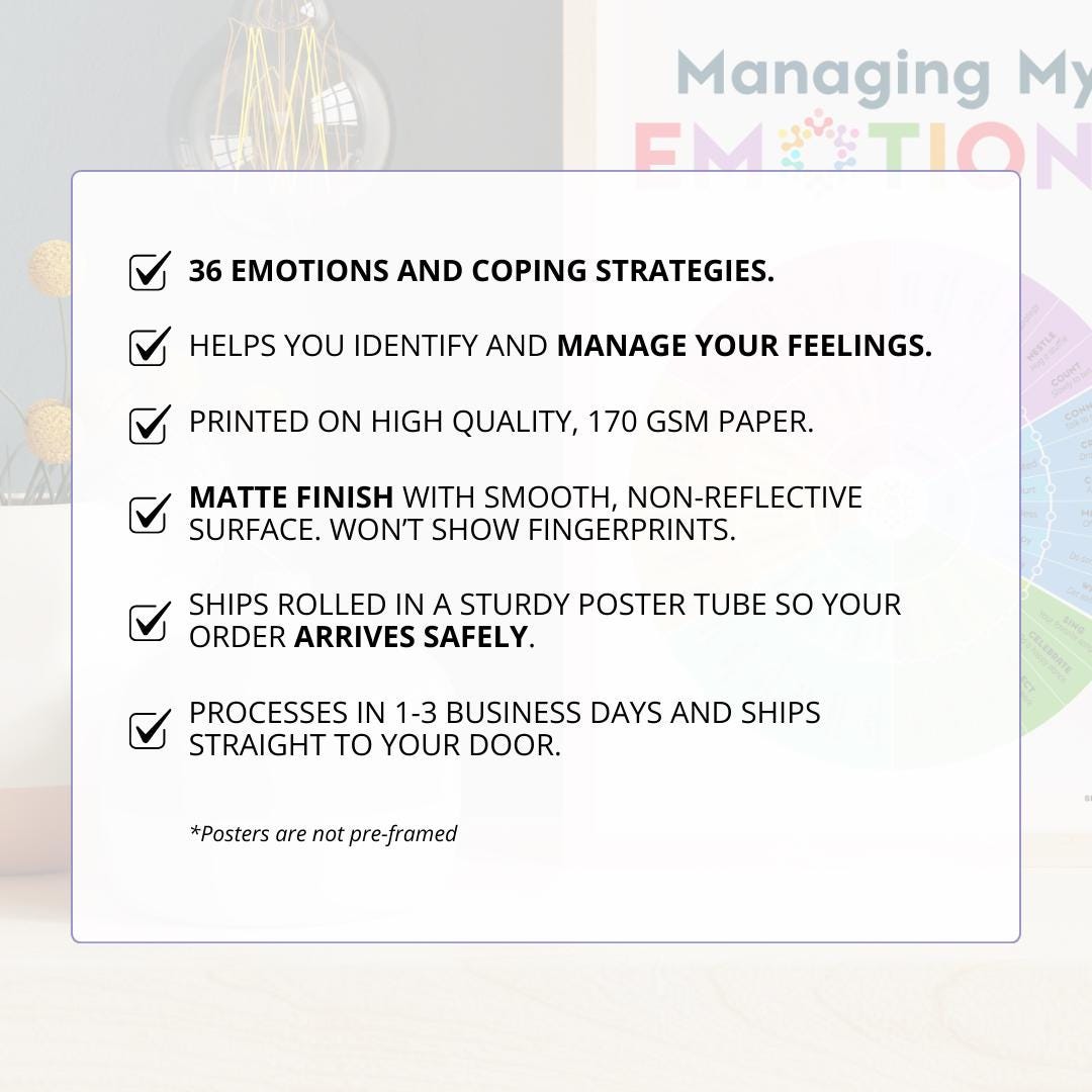 Coping Skills Poster - SEL Feelings Chart for Kids & Adults, Emotional ...