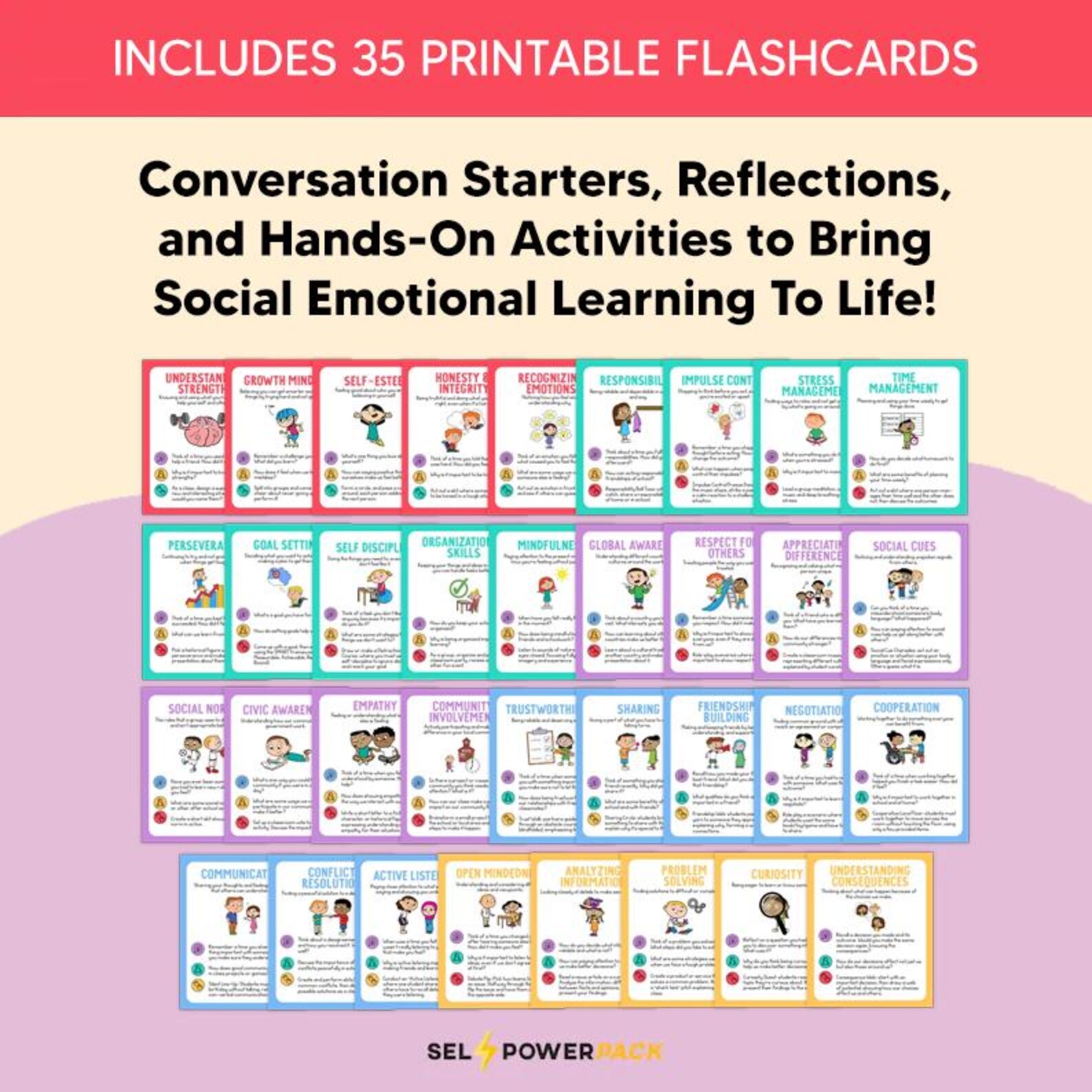 SEL Flash Cards - Emotional Regulation, Mindfulness Strategies, Coping ...