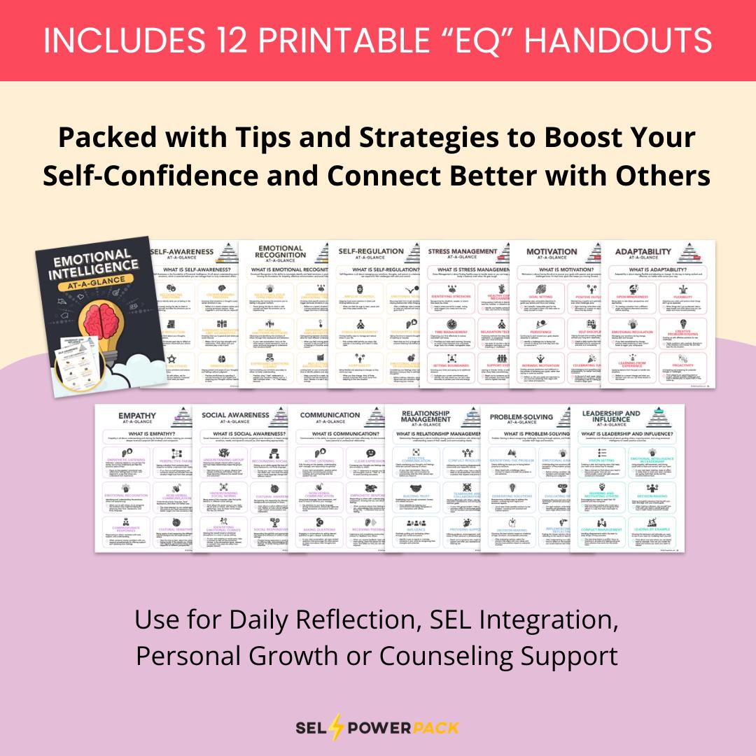 Emotional Intelligence Cheat Sheets, 12 Printable EQ Guides for Kids ...
