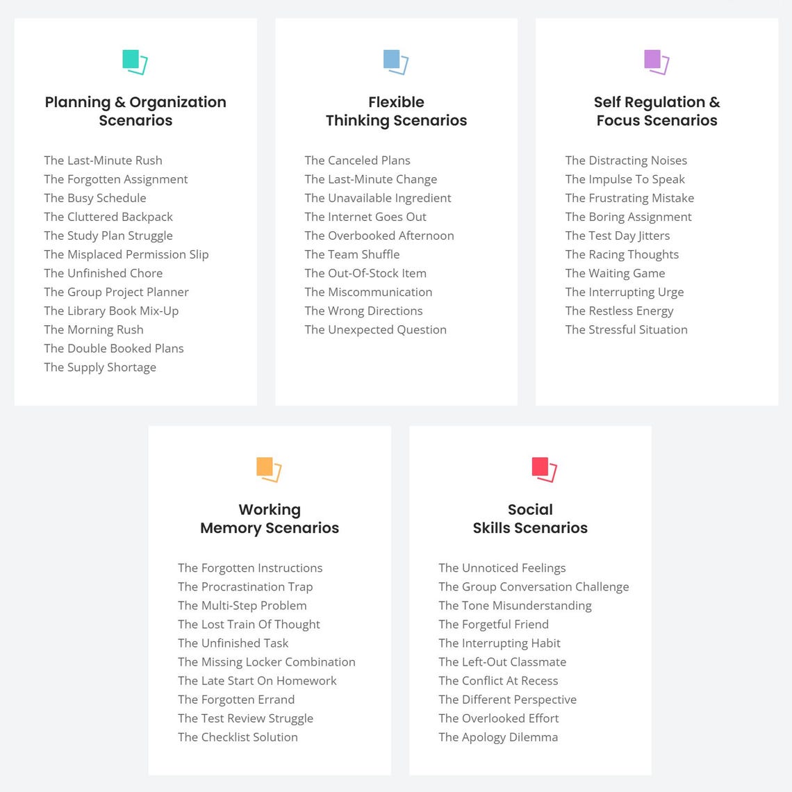 Executive Functioning Task Cards – SEL Flash Cards, Organization ...