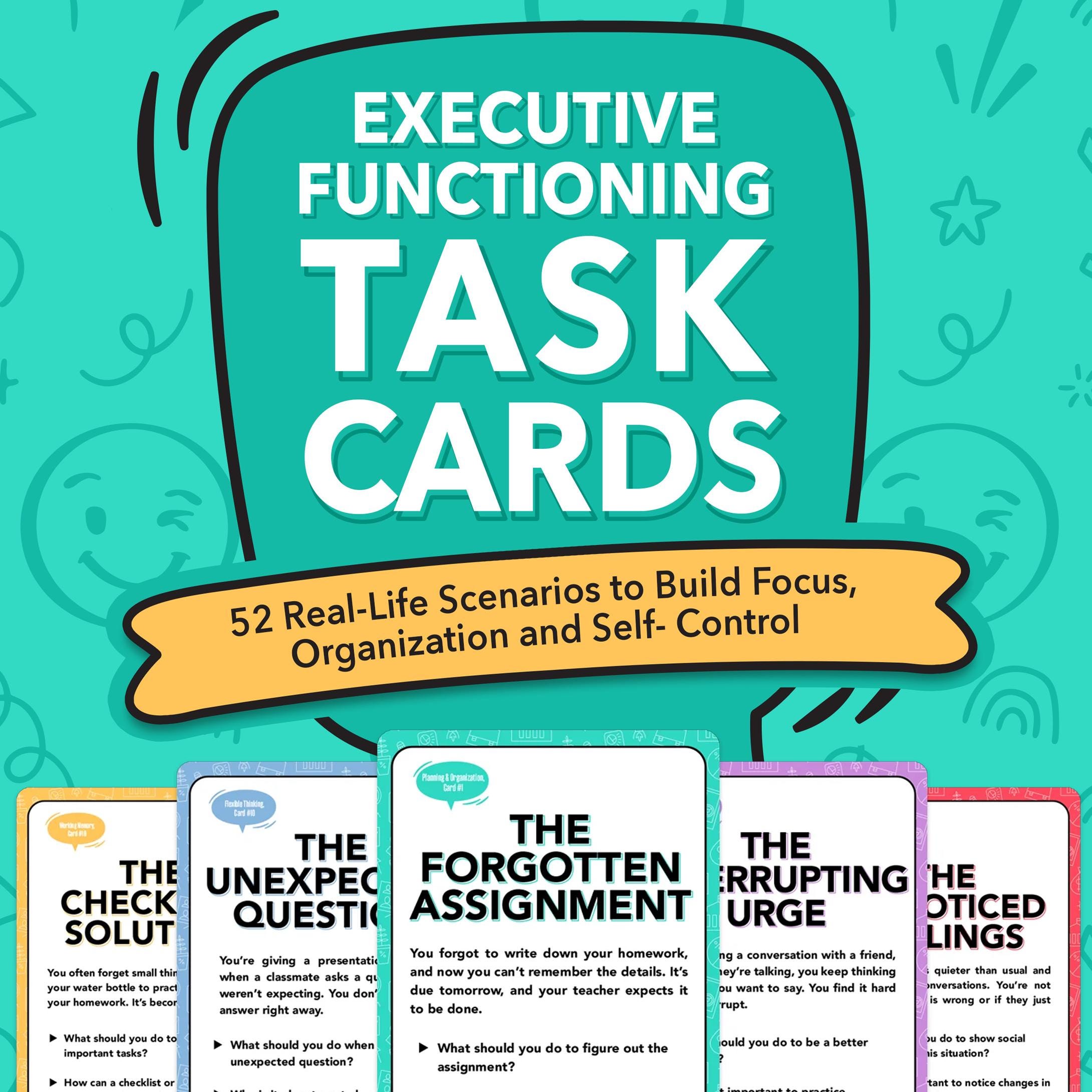 Executive Functioning Task Cards – SEL Flash Cards, Organization ...