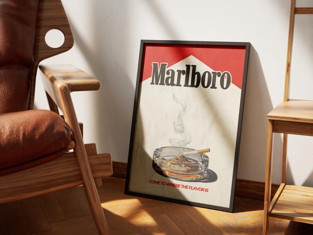 Vintage Cigarette Marlboro Poster Digital Print Entryway Wall Decor Red ...