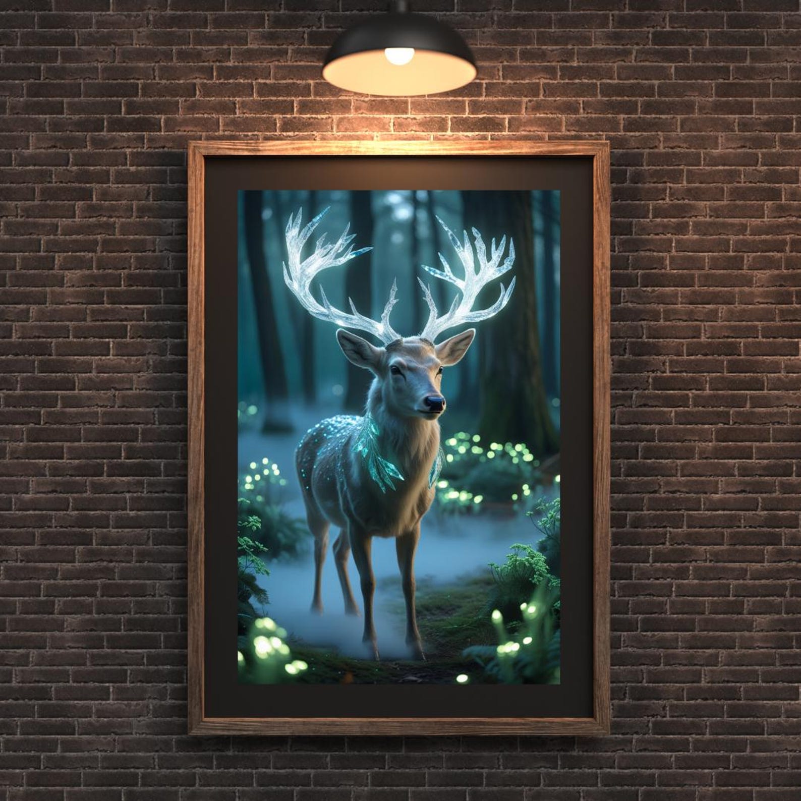 Crystal Stag Art Print - Mystical Glowing Deer - Enchanted Forest Wall ...