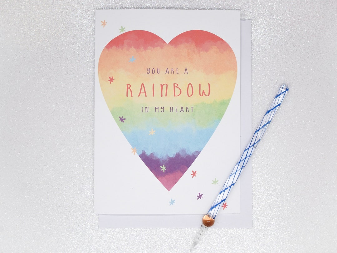 Rainbow Valentine, Heart Valentine Card, Valentine Card, Heart Card ...