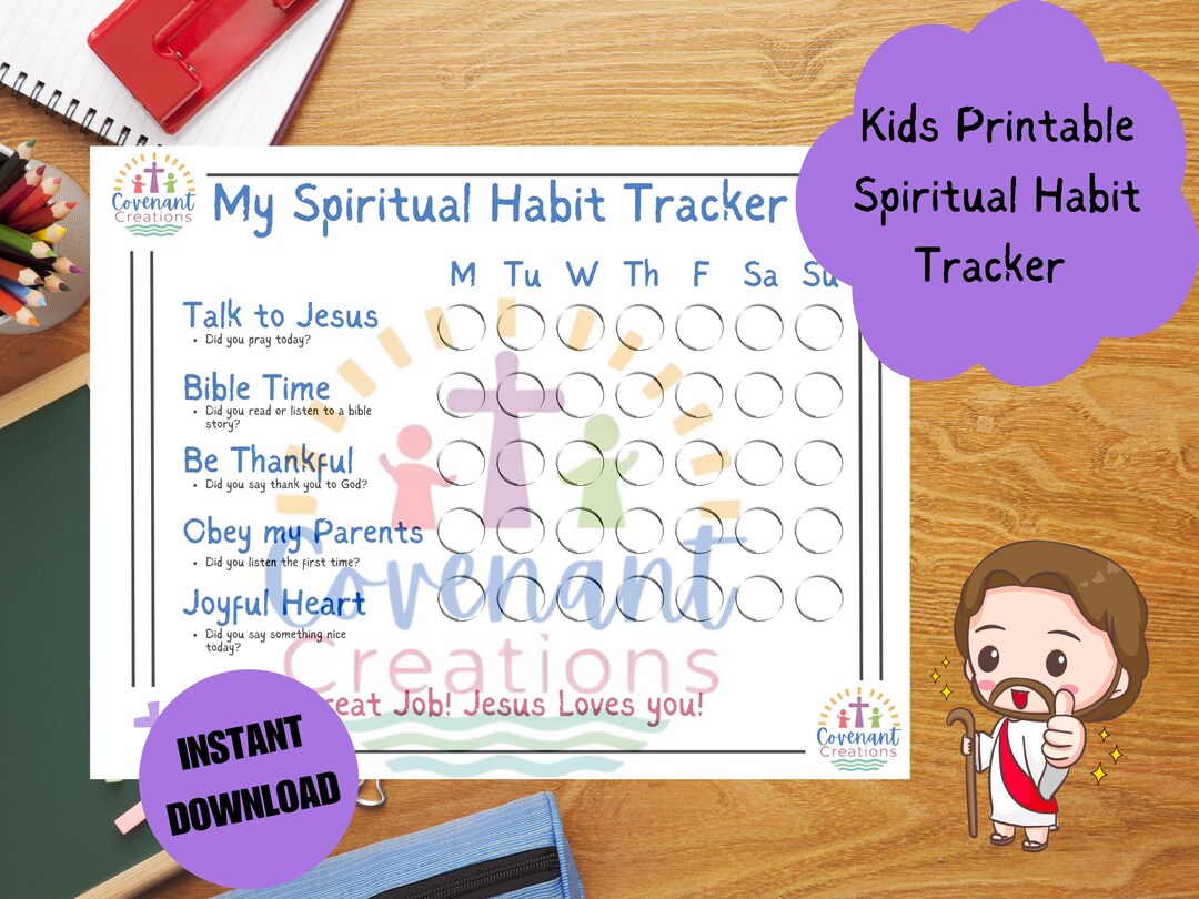 Kids Habit Tracker Printable | Bible Habit Tracker for Kids | Christian ...